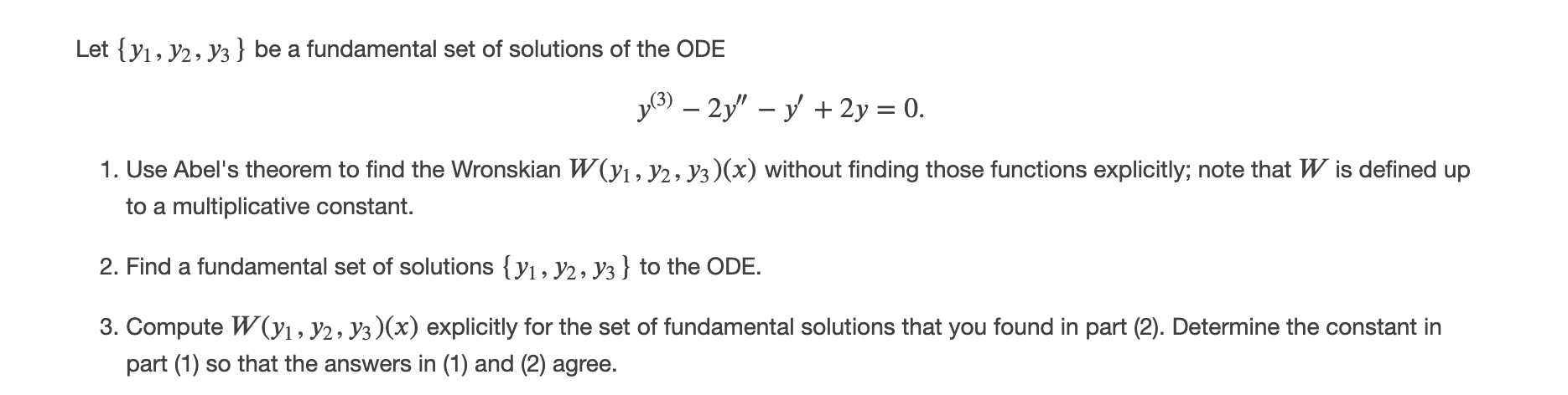 Solved Let {yı, Y2, Y} be a fundamental set of solutions of | Chegg.com
