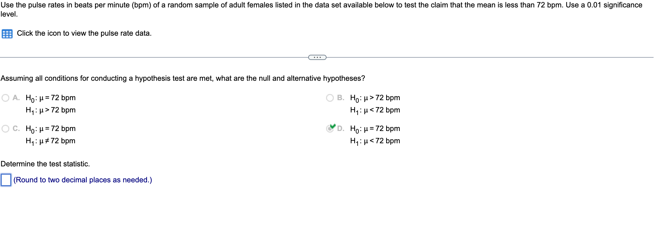 Use the pulse rates in beats per minute (bpm) of a | Chegg.com