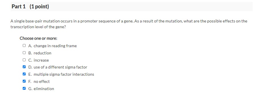 Solved Part 1 1 Point A Single Base Pair Mutation Occurs 6065