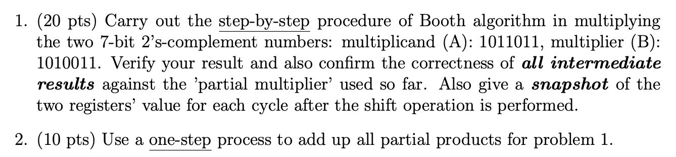 Solved 1. (20 pts) Carry out the step-by-step procedure of | Chegg.com