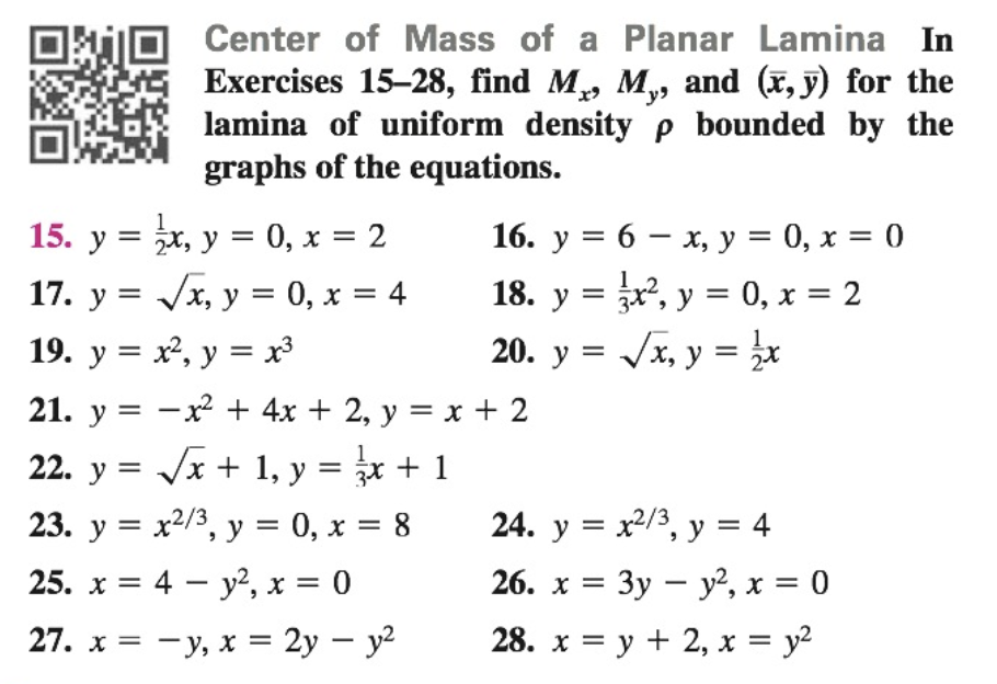 Solved Center of Mass of a Planar Lamina In Exercises 15–28, | Chegg.com