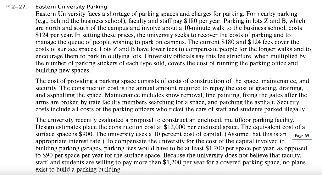 Solved Eastern University Parking Eastern University faces a | Chegg.com
