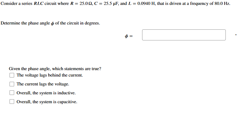 Solved Consider a series RLC ﻿circuit where | Chegg.com