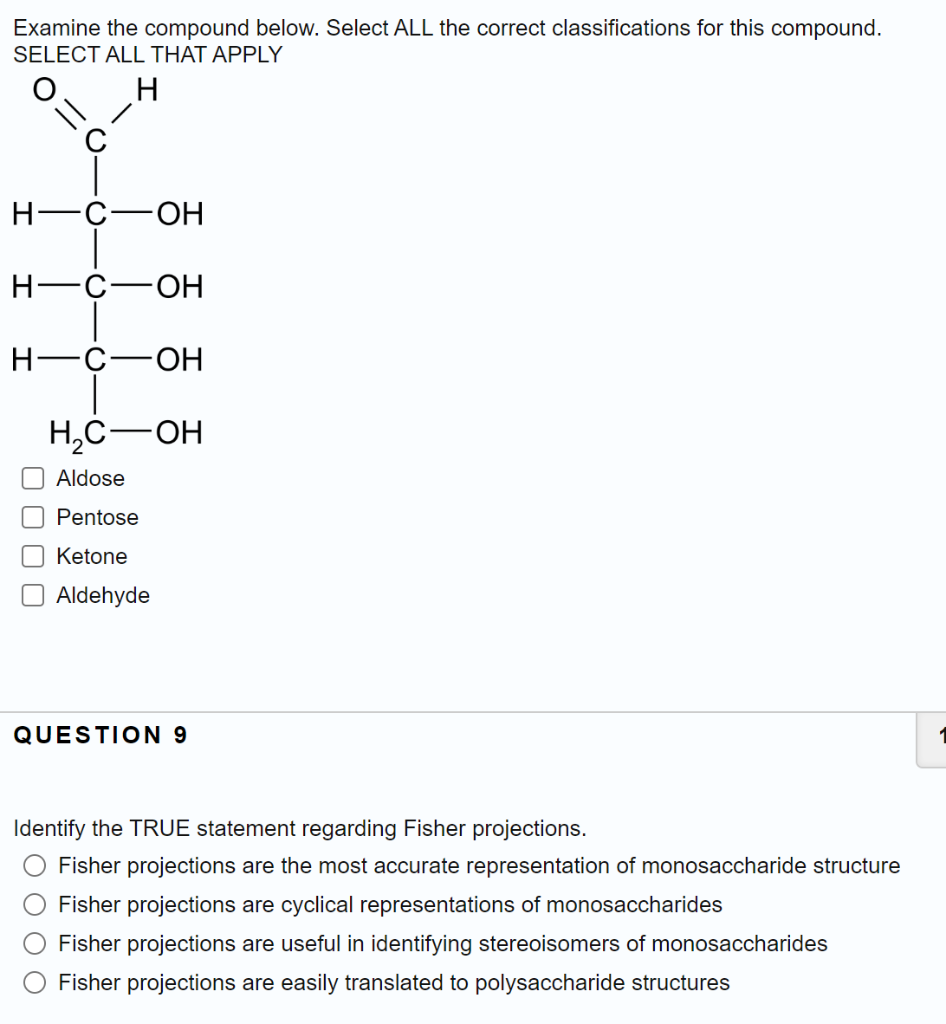 Solved Examine the compound below. Select ALL the correct | Chegg.com