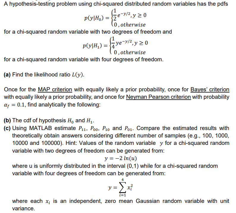 A hypothesis-testing problem using chi-squared | Chegg.com