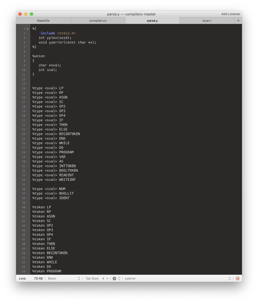I need help with the Bison language. Within the | Chegg.com