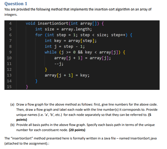 Solved Question 1 You Are Provided The Following Method That 8569