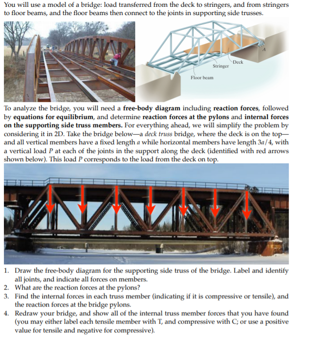 Solved You will use a model of a bridge: load transferred | Chegg.com
