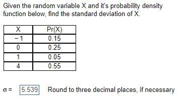 Solved Given the random variable X and it's probability | Chegg.com