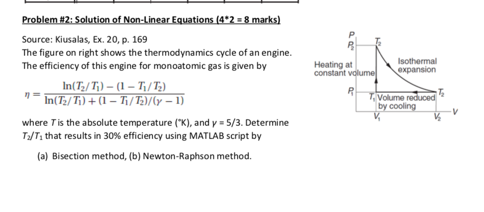 Solved Problem #2: Solution of Non-Linear Equations (4*2 = 8 | Chegg.com