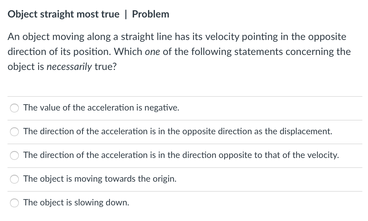 Solved Object straight most true | Problem An object moving | Chegg.com