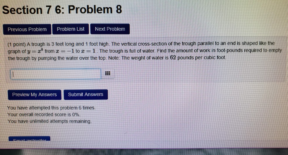 Solved Section 7 6: Problem 8 Previous ProblemProblem | Chegg.com Solved Section 7 6: Problem 8 Previous ProblemProblem | Chegg.com