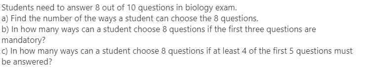 Solved Students need to answer 8 out of 10 questions in | Chegg.com