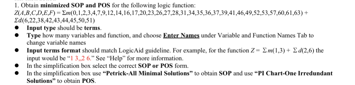 Solved 1 Obtain Minimized Sop And Pos For The Following 6649