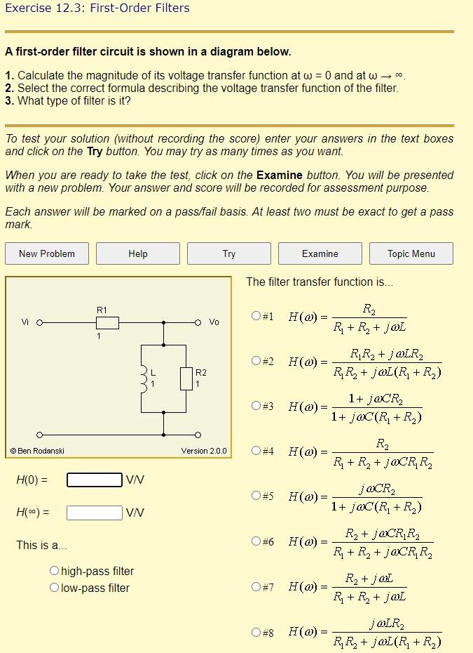 Solved Exercise 12.3: First-Order Filters A first-order | Chegg.com