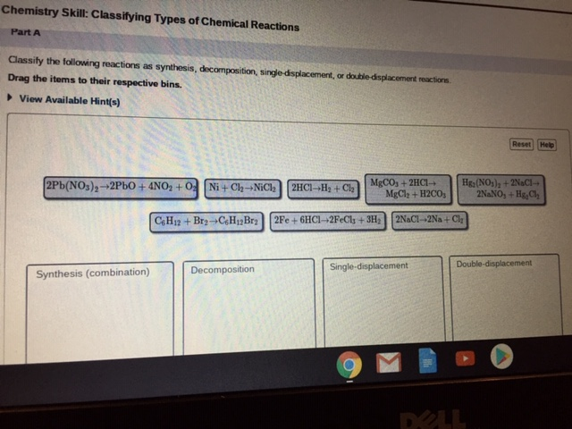 Solved Chemistry Skill: Classifying Types of Chemical | Chegg.com