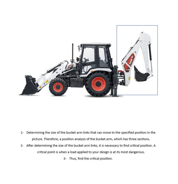 1- Determining the size of the bucket arm links that | Chegg.com