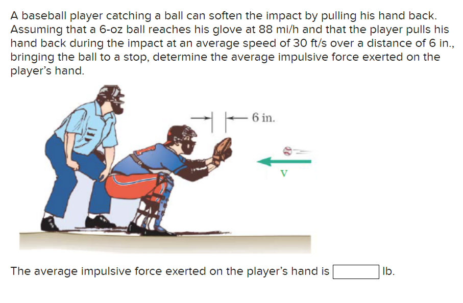 Solved A baseball player catching a ball can soften the | Chegg.com