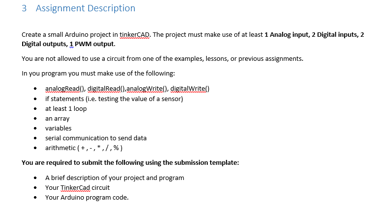 Solved 3 Assignment Description Create a small Arduino | Chegg.com