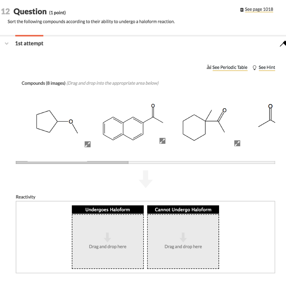 Solved 12 Question (1 point) a See page 1018 Sort the | Chegg.com