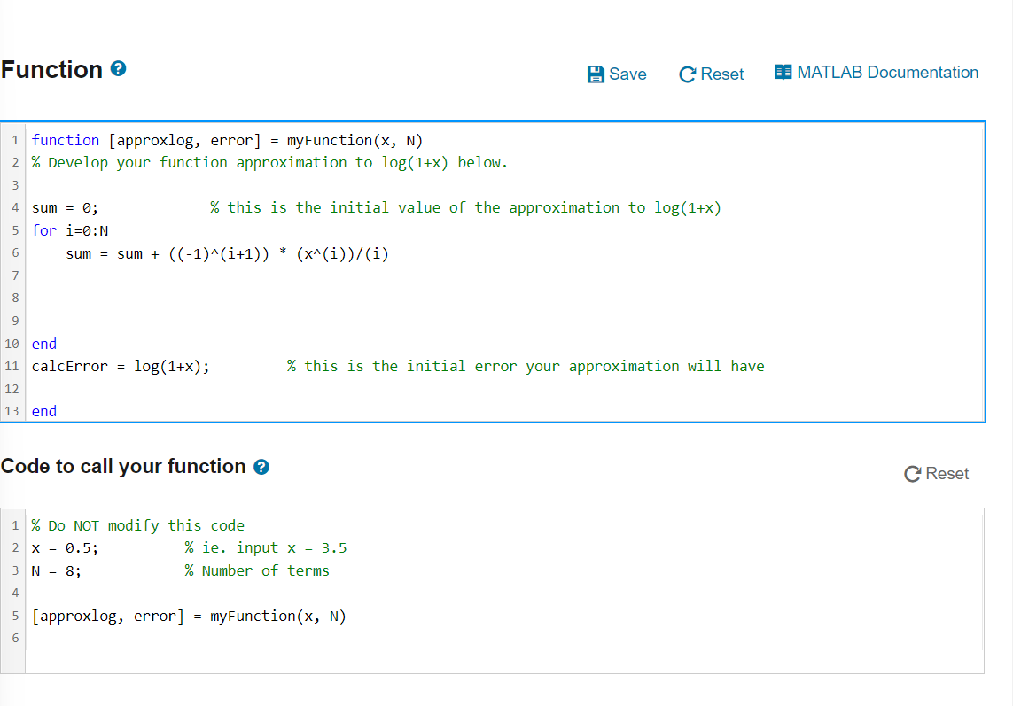 Solved LC#3 Q4: Calculating In(1+x) using a for loop My | Chegg.com