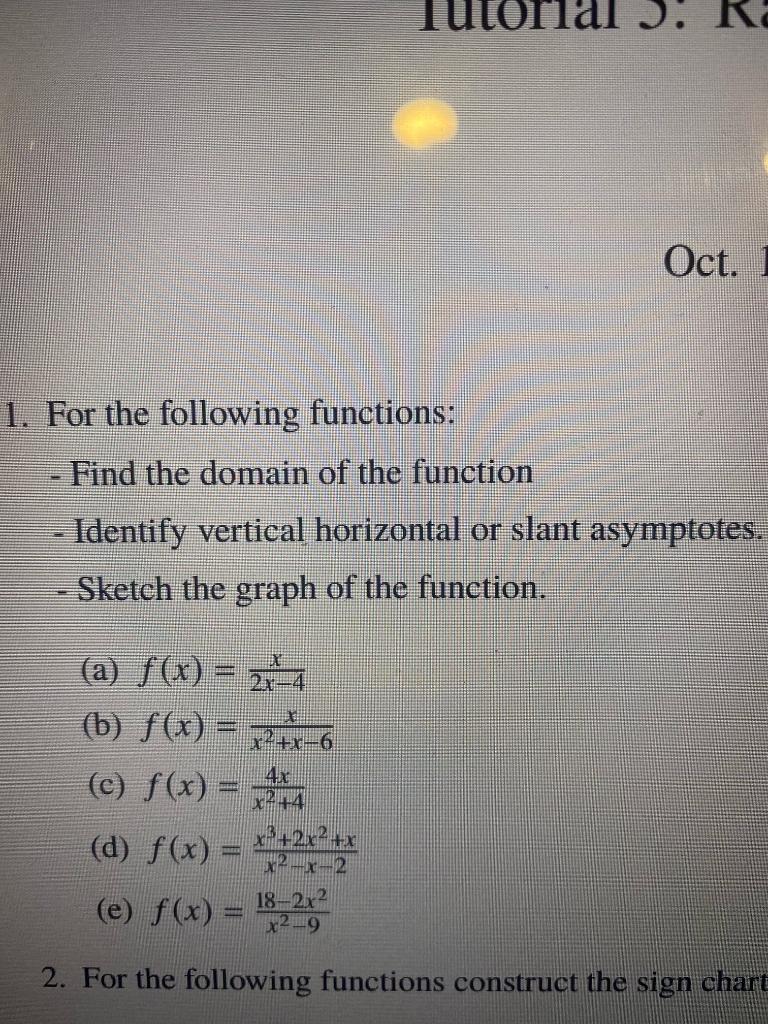 Solved For the following functions: - Find the domain of the | Chegg.com