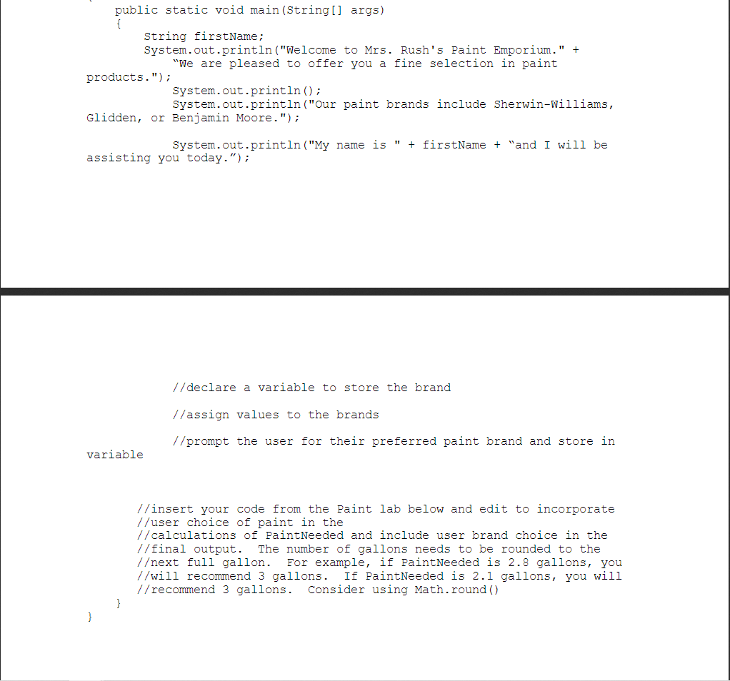 Painting a Room File Paint.java contains the partial | Chegg.com