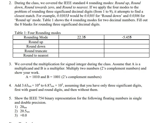 Solved 2. During the class, we covered the IEEE standard 4 | Chegg.com
