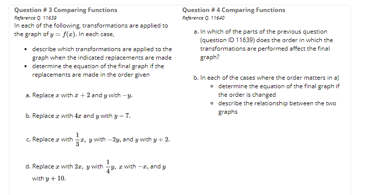 Solved Question # 4 Comparing Functions Reference Q. 11640 | Chegg.com