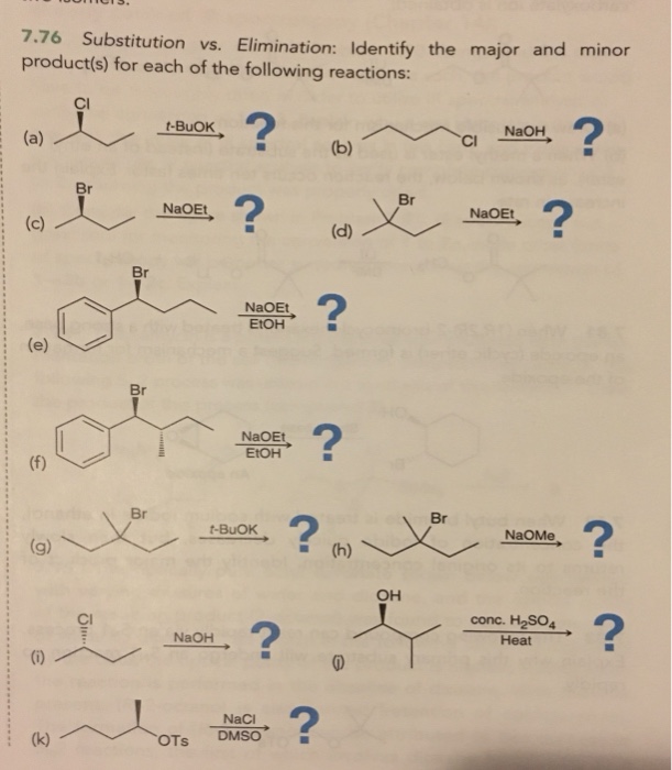 Solved substitution vs. elimination: identify the major and | Chegg.com