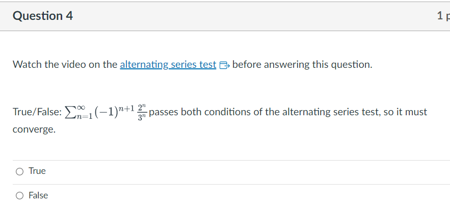 Solved Watch the video on the alternating series test before | Chegg.com