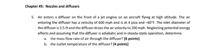 Solved Chapter #5: Nozzles and diffusers . Air enters a | Chegg.com