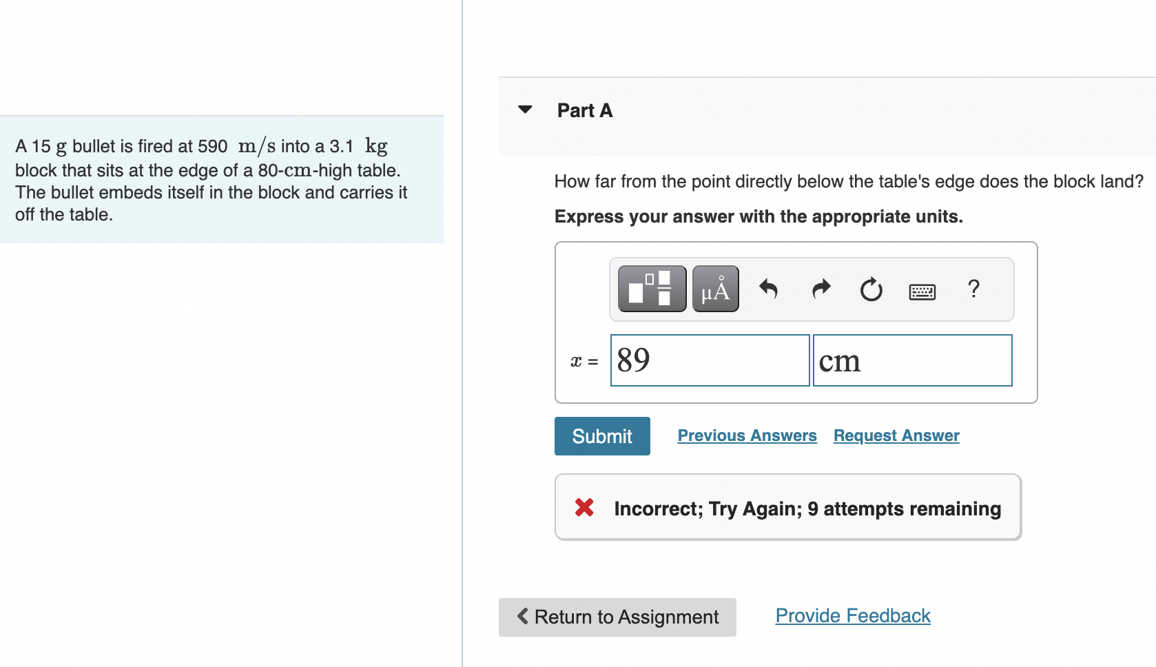 Solved A 15 g bullet is fired at 590 m/s into a 3.1 kg block | Chegg.com
