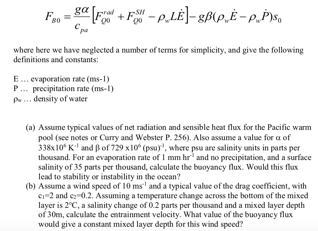 5. An expression for the entrainment velocity at the | Chegg.com