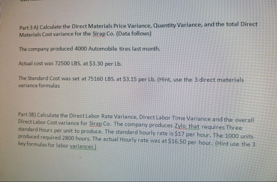 Solved Part 3 A) Calculate the Direct Materials Price | Chegg.com