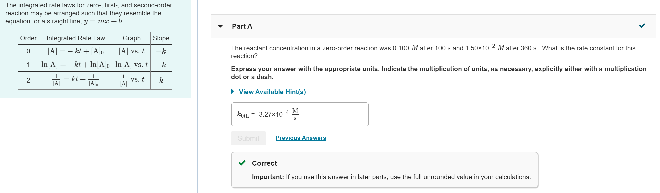 Solved b) What was the initial reactant concentration for | Chegg.com