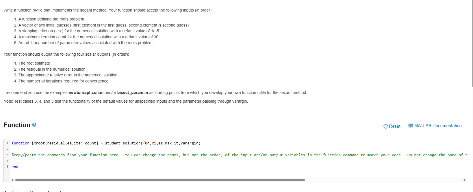 Solved Write a function m-file that implements the secant | Chegg.com Solved Write a function m-file that implements the secant | Chegg.com