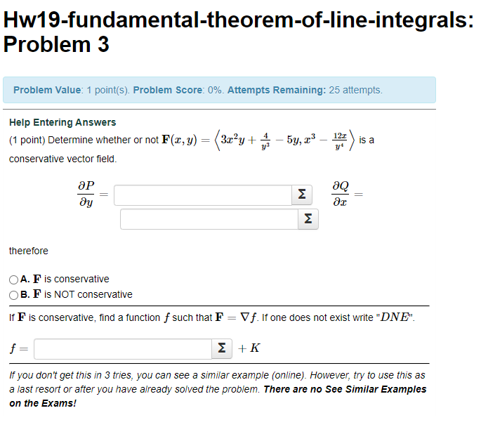 Solved Hw19-fundamental-theorem-of-line-integrals: Problem 3 | Chegg.com