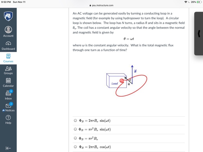 Solved 9:50 PM Sun Nov 11 令с 26%D0 psu.instructure.com An AC | Chegg.com