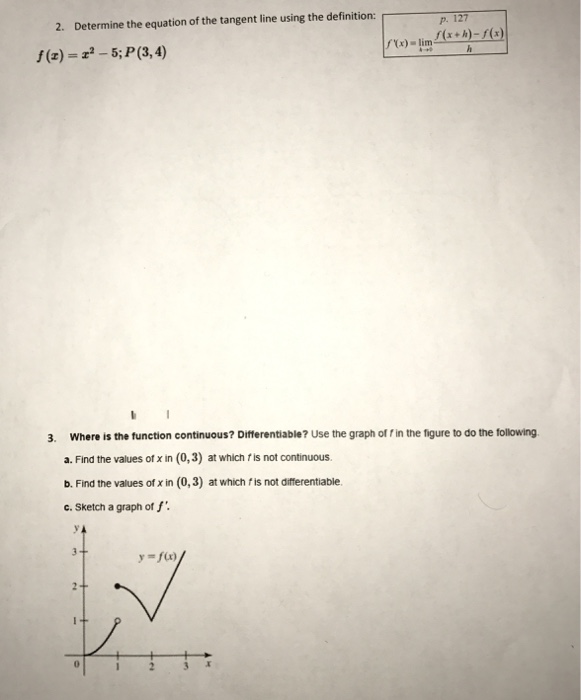 Solved Determine the equation of the tangent line using the | Chegg.com