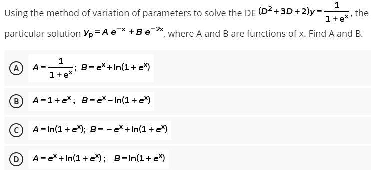 Solved Using the method of variation of parameters to solve | Chegg.com
