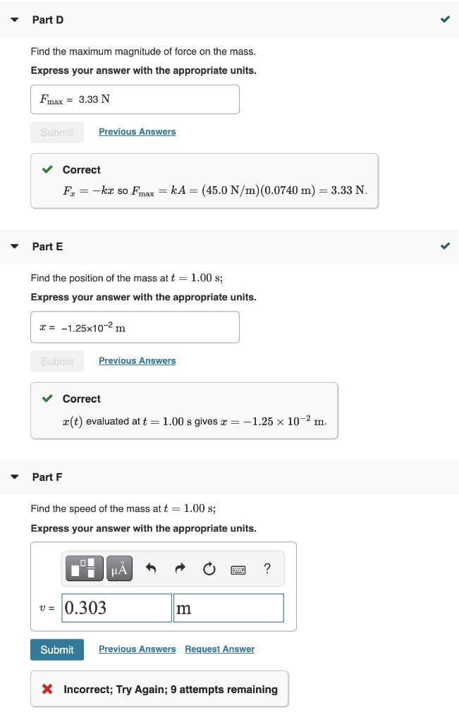 Solved Review | Constants Part A A 2.60 kg mass on a spring | Chegg.com