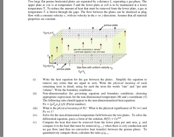 Solved Two large flat porous horizontal plates are separated | Chegg.com