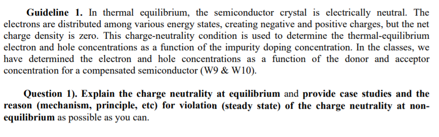 Solved Guideline 1. In thermal equilibrium, the | Chegg.com