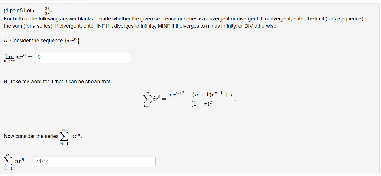 Solved (1 point) Letr = For both of the following answer | Chegg.com