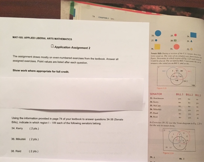 Solved 4 CHAPTER2 Sets 24 26. MAT-105: APPLIED LIBERAL ARTS | Chegg.com