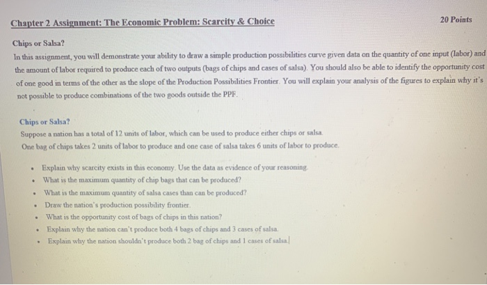 Solved 20 Points Chapter 2 Assignment: The Economic Problem: | Chegg.com