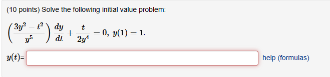 Solved (10 points) Solve the following initial value | Chegg.com