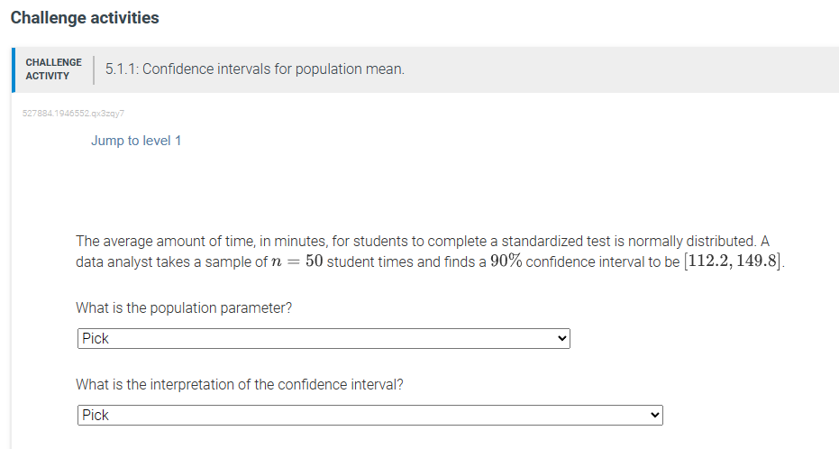 Solved The average amount of time, in minutes, for students | Chegg.com
