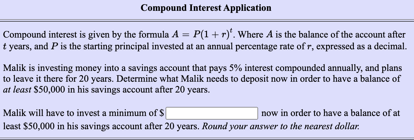 Solved Compound Interest Application Compound interest is | Chegg.com